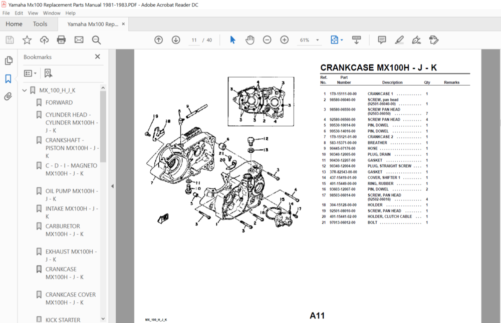 Yamaha Mx100 Replacement Parts Manual 1981-1983 – PDF Download ...