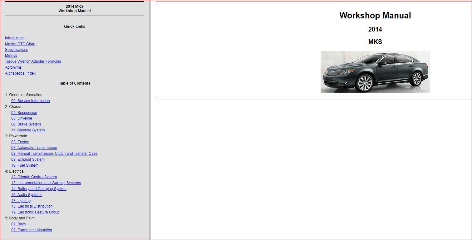 Lincoln MKS Service Repair Manual 2014 – PDF DOWNLOAD – HeyDownloads ...