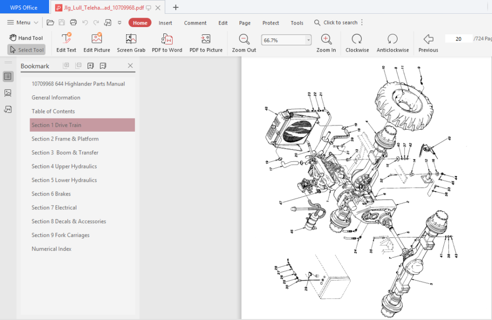 Jlg Lull Telehandlers 644 Highlander Ansi Illustrated Master Parts List ...