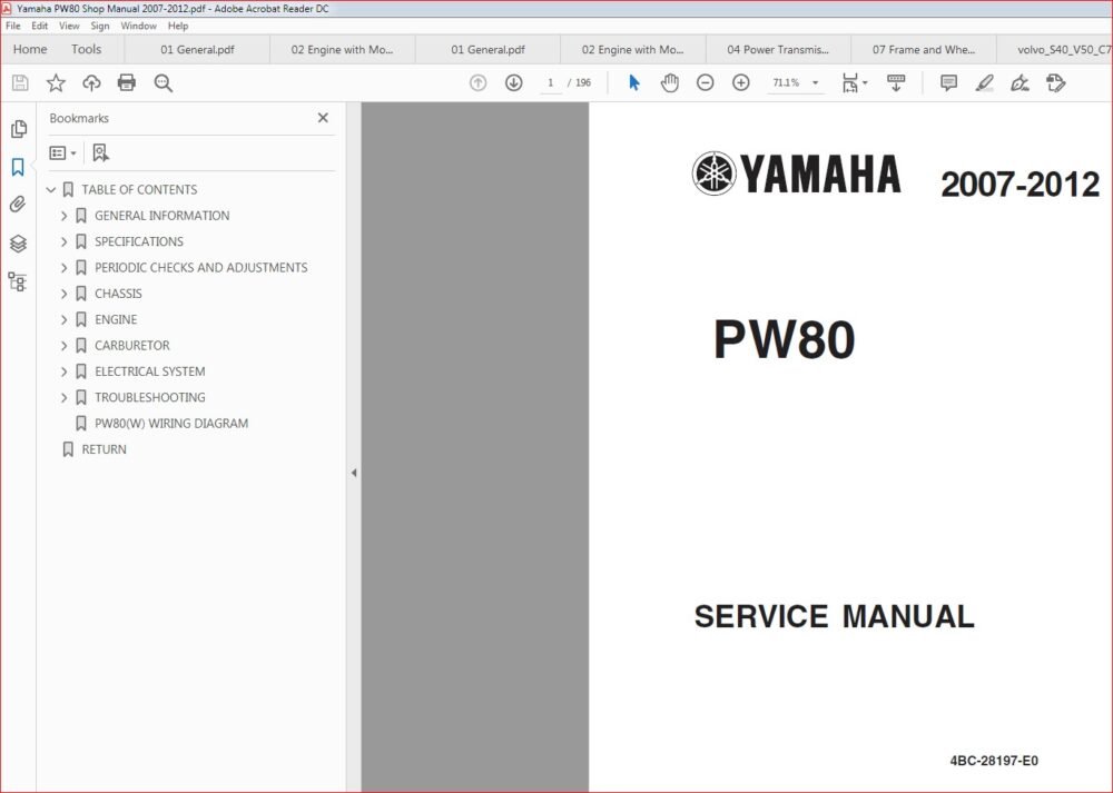 Yamaha PW80 Shop Manual 2007 - 2012 - PDF DOWNLOAD