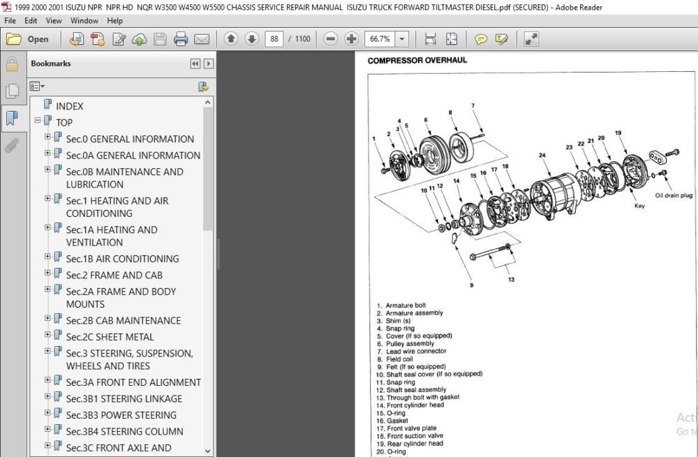 1999-2001 Isuzu Npr / Npr Hd / Nqr W3500 W4500 W5500 Chassis Workshop ...