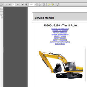 JCB 805, 805B, 806B, 807B, 808 Tracked Excavator Service Repair Manual ...