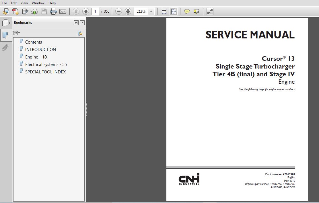 Case Engine CNH CURSOR 13 Tier 4B Final Stage IVB Service Manual ...