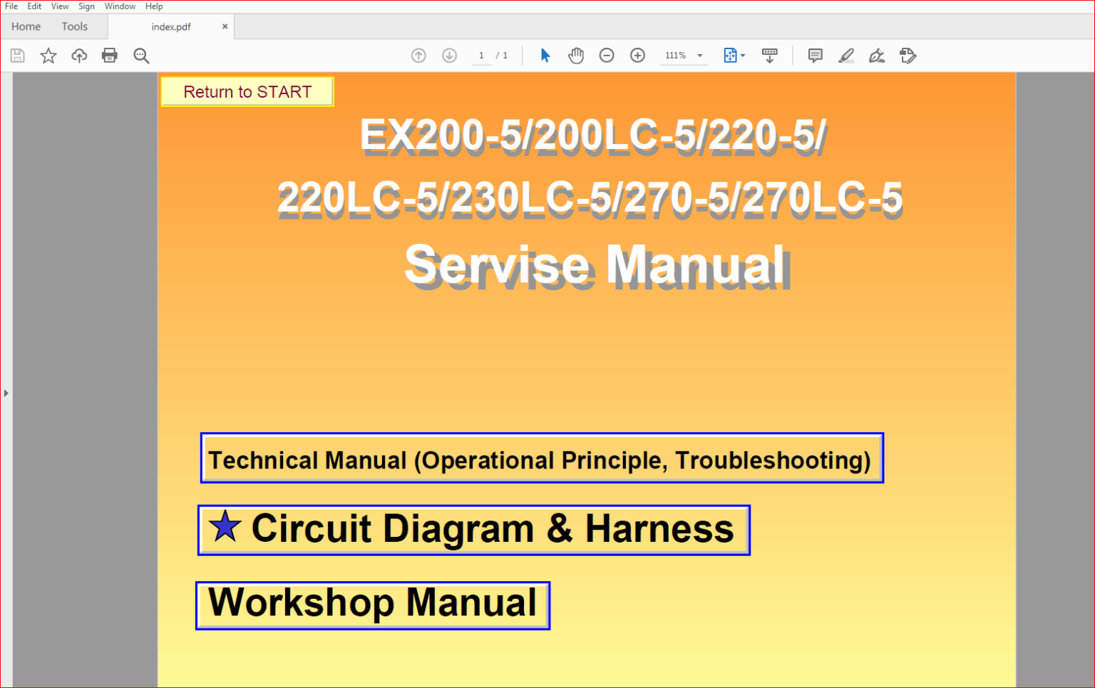 Hitachi EX200-5/200LC-5/220-5/220LC-5/230LC-5/270-5/270LC-5 Excavator ...