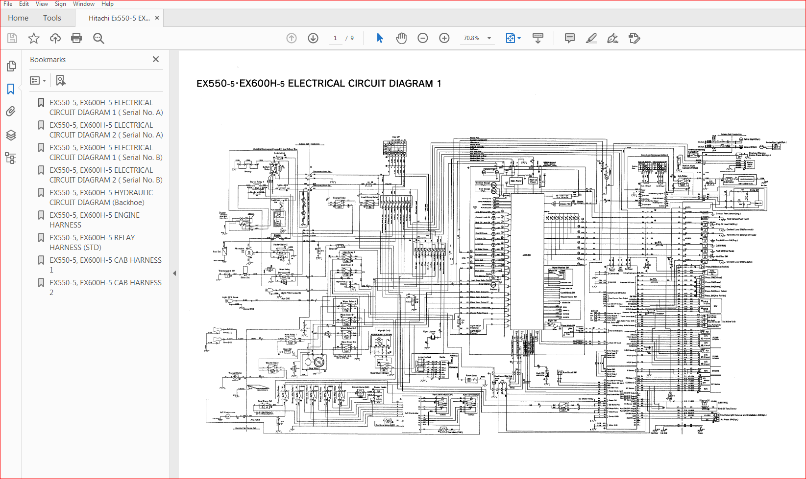 Hitachi Ex550-5 EX600H-5 Excavator Electrical Hydraulic Circuit Diagram ...