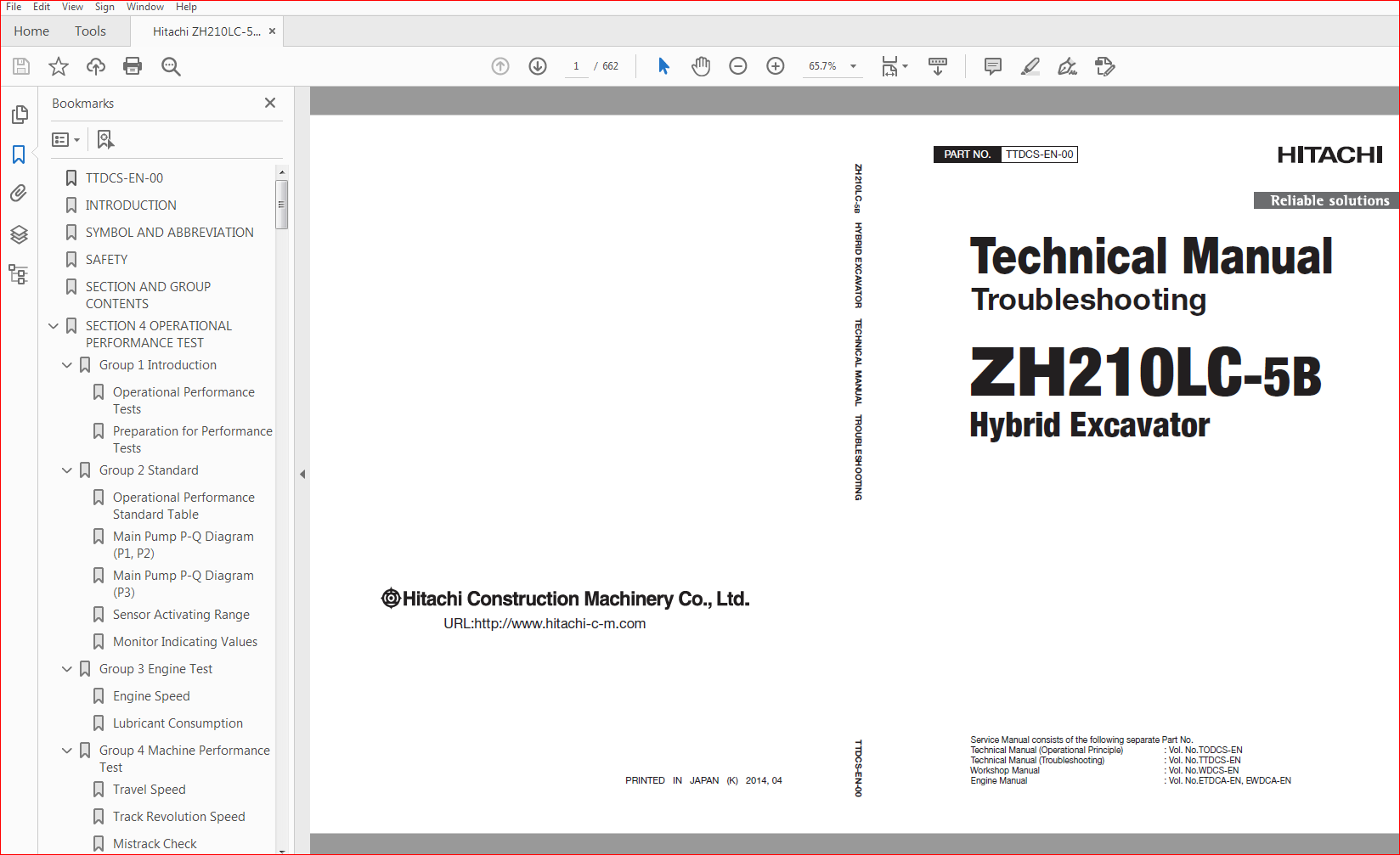 Hitachi ZH210LC-5B Hybrid Excavator Technical Troubleshooting Manual ...