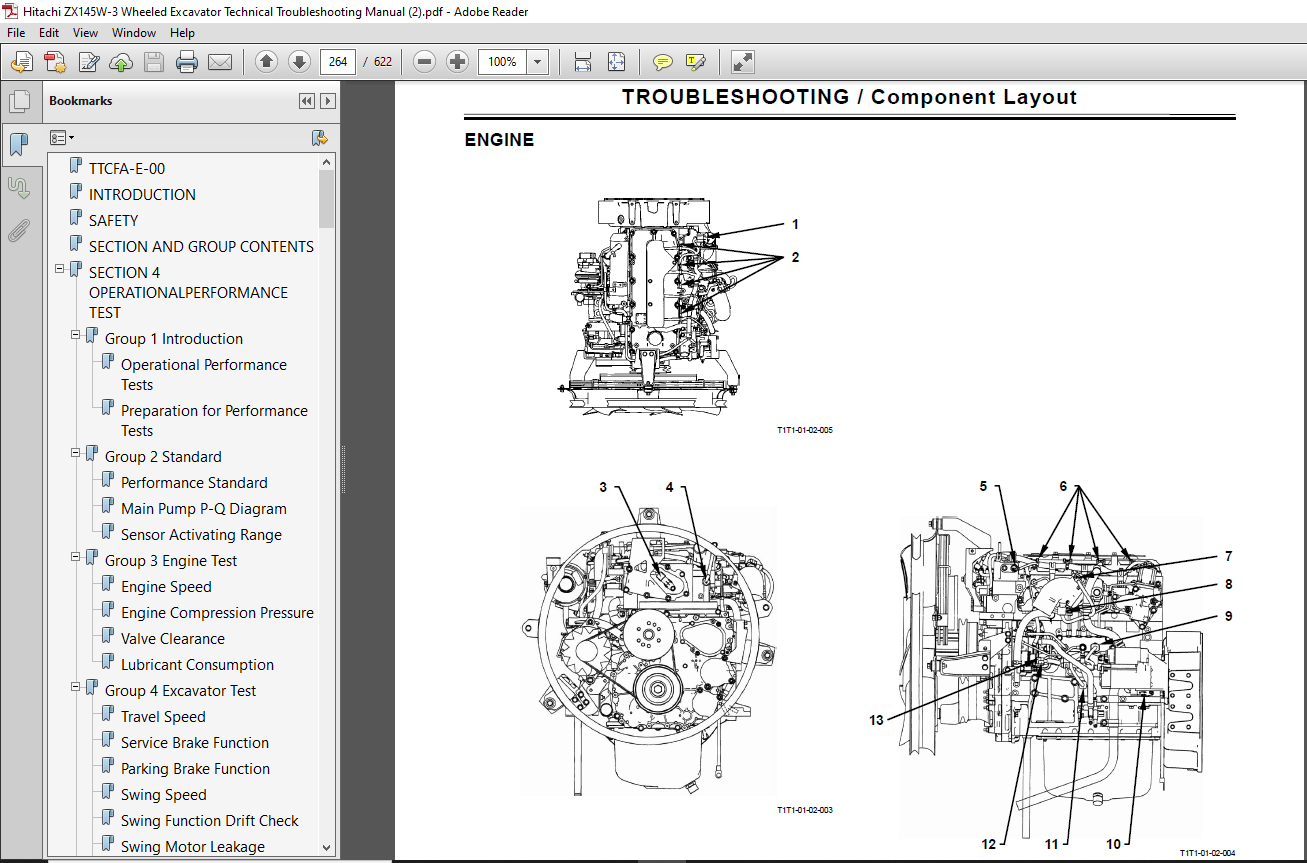 Hitachi ZX145W-3 Wheeled Excavator Technical Troubleshooting Manual ...