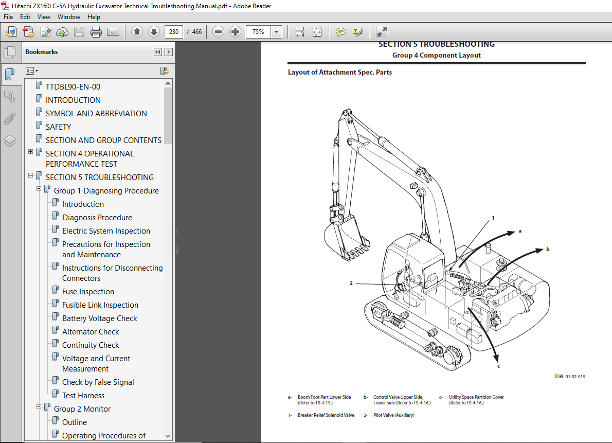 Hitachi ZX160LC-5A Hydraulic Excavator Technical Troubleshooting Manual ...