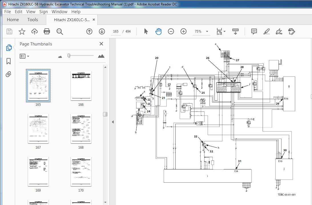 Hitachi ZX160LC-5B Hydraulic Excavator Technical Troubleshooting Manual ...