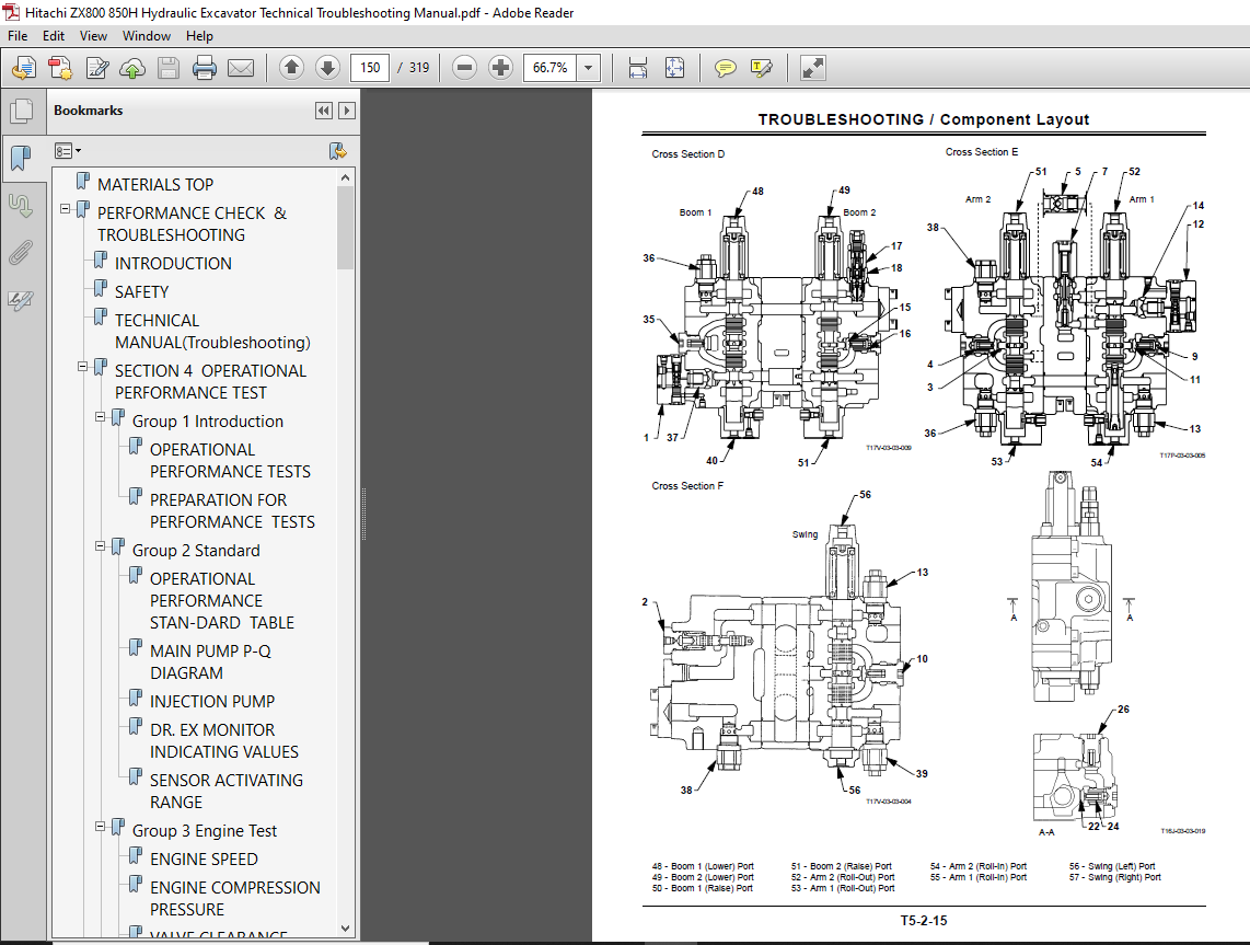 Hitachi ZX800 850H Hydraulic Excavator Technical Troubleshooting Manual ...