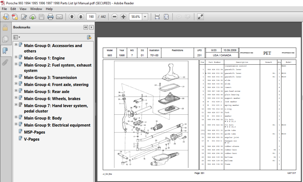 Porsche 1993 1994 1995 1996 1997 1998 Parts List Ipl Manual - PDF ...