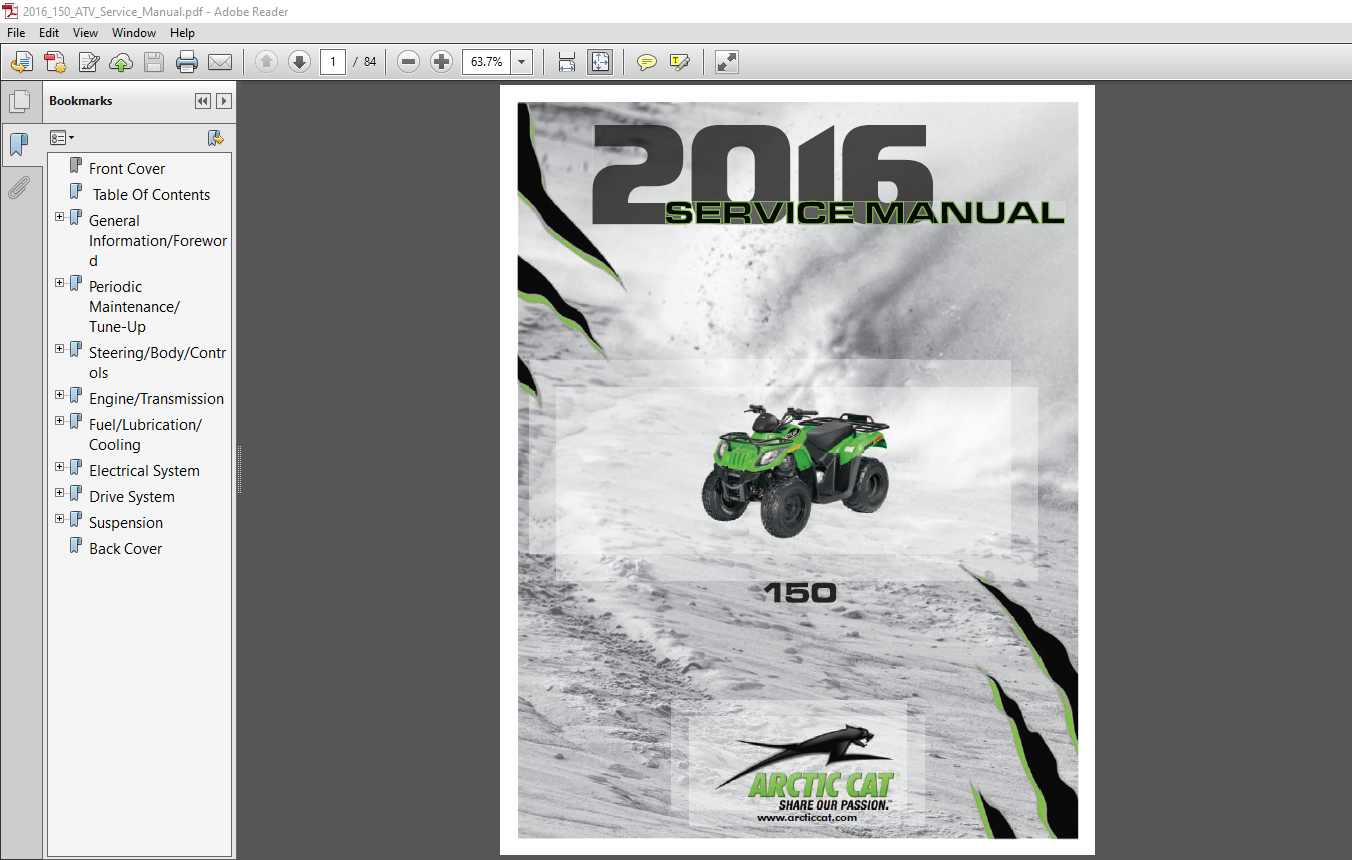 2016 Arctic Cat 150 ATV Service Manual - PDF DOWNLOAD