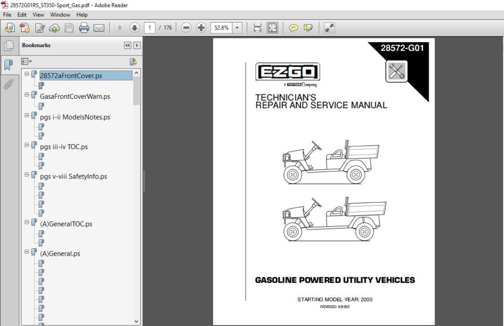 EZGO GASOLINE POWERED UTILITY VEHICLE REPAIR AND SERVICE MANUAL – PDF ...