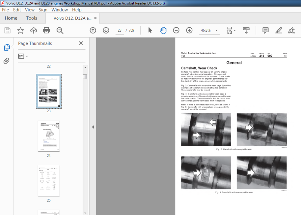 Volvo Camshaft D12 D12A & D12B Engine Service Manual – PDF DOWNLOAD ...