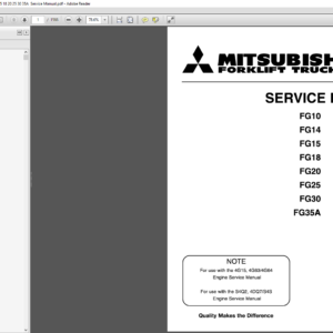 Mitsubishi Forklift FG10 FD10 FG14 FD14 FG15 FD15 FG18 FD18 FG20 FD20 FG25 FD25 FG30 Service Manual