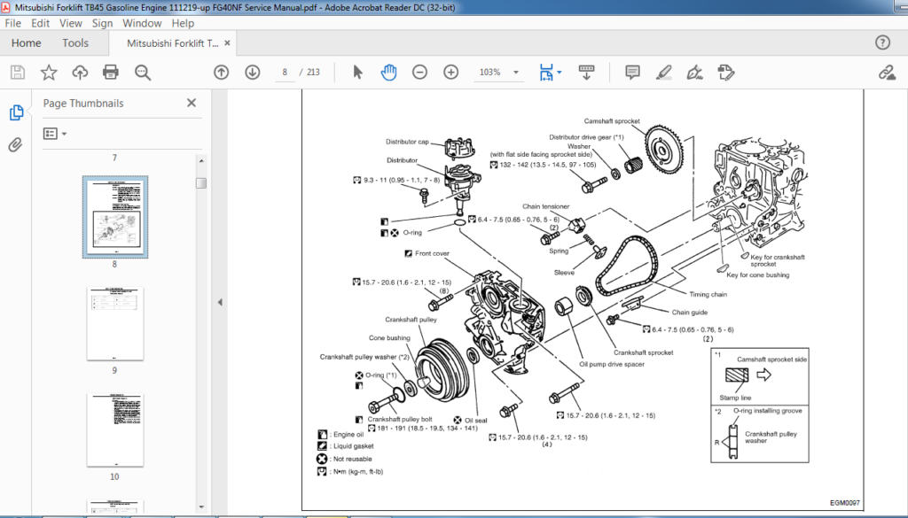 Mitsubishi Forklift TB45 Gasoline Engine 111219-up Service Manual - PDF ...