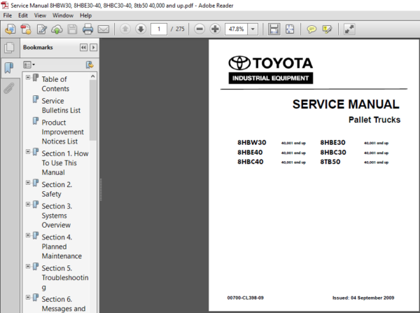 Toyota 8HBW30 8HBE30 8HBE40 8HBC30 8HBC40 8TB50 Service Manual - PDF ...