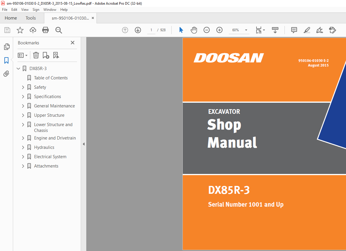 Doosan DX85R 3 Excavator Shop Manual – PDF DOWNLOAD – HeyDownloads ...