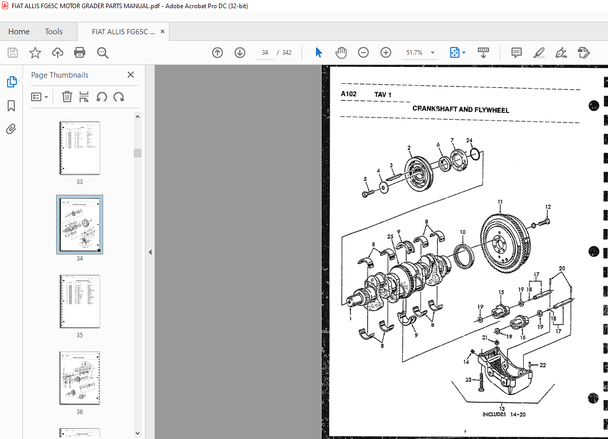 FIAT ALLIS FG65C MOTOR GRADER PARTS MANUAL - PDF DOWNLOAD