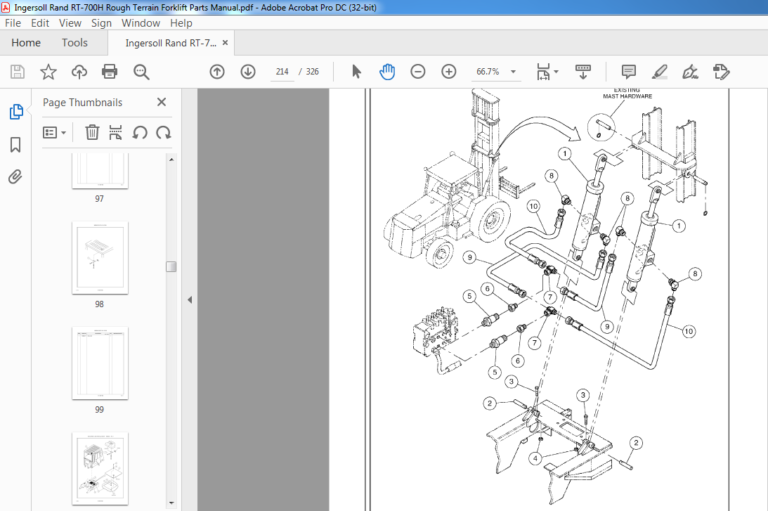 Ingersoll Rand RT-700H Rough Terrain Forklift Parts Manual - PDF ...