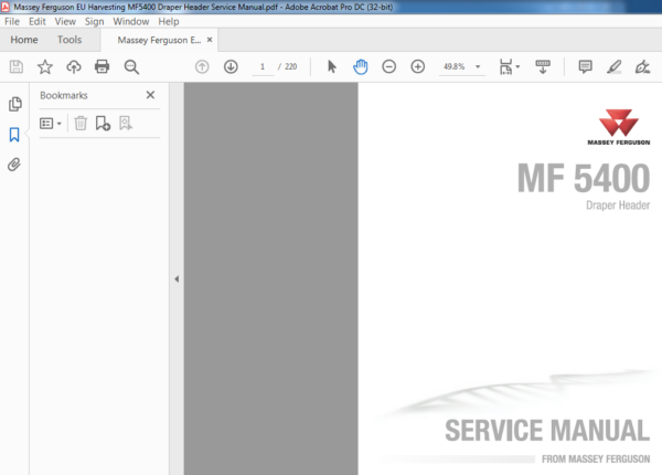 Massey Ferguson EU Harvesting MF5400 Draper Header Service Manual – PDF ...