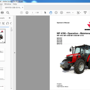 Massey Ferguson MF 4700 Series MF4707 MF4708 MF4709 MF4710 Operation ...