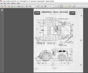 Clark Forklift CLARKTOR 102 120B English O-175 Operator's Manual