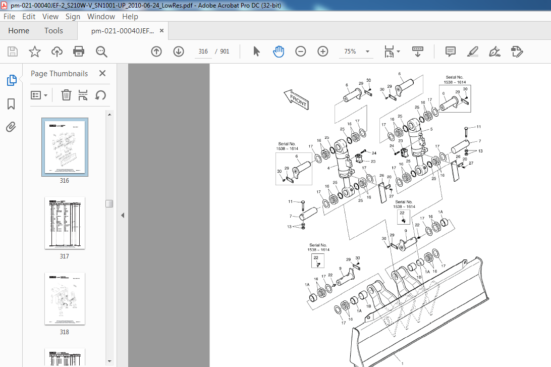 DAEWOO DOOSAN Solar210W V EXCAVATOR PARTS MANUAL SN 1001 AND UP - PDF ...