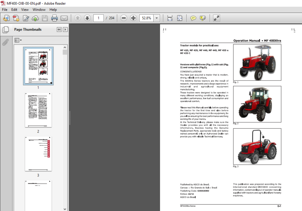 Massey Ferguson EU Tractor MF 400Xtra Series MF 425 435 440 445 455e ...