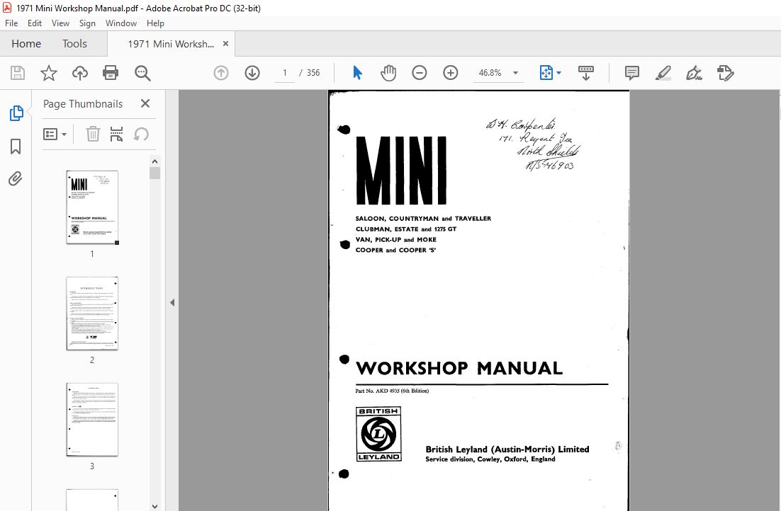 1971 Mini Workshop Manual - HeyDownloads - Manual Downloads