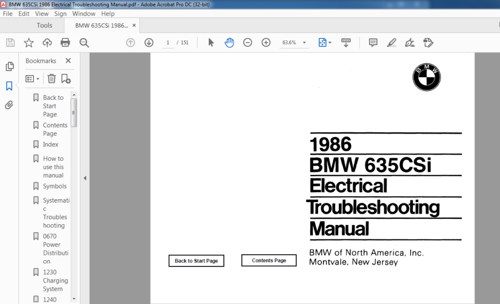 1986 BMW 635CSi Electrical Troubleshooting Manual – HeyDownloads ...