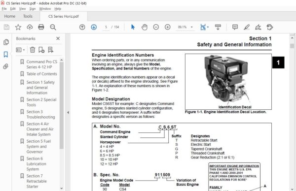 KOHLER ENGINE COMMAND PRO CS SERIES 4-12 HP HORIZONTAL CRANKSHAFT ...