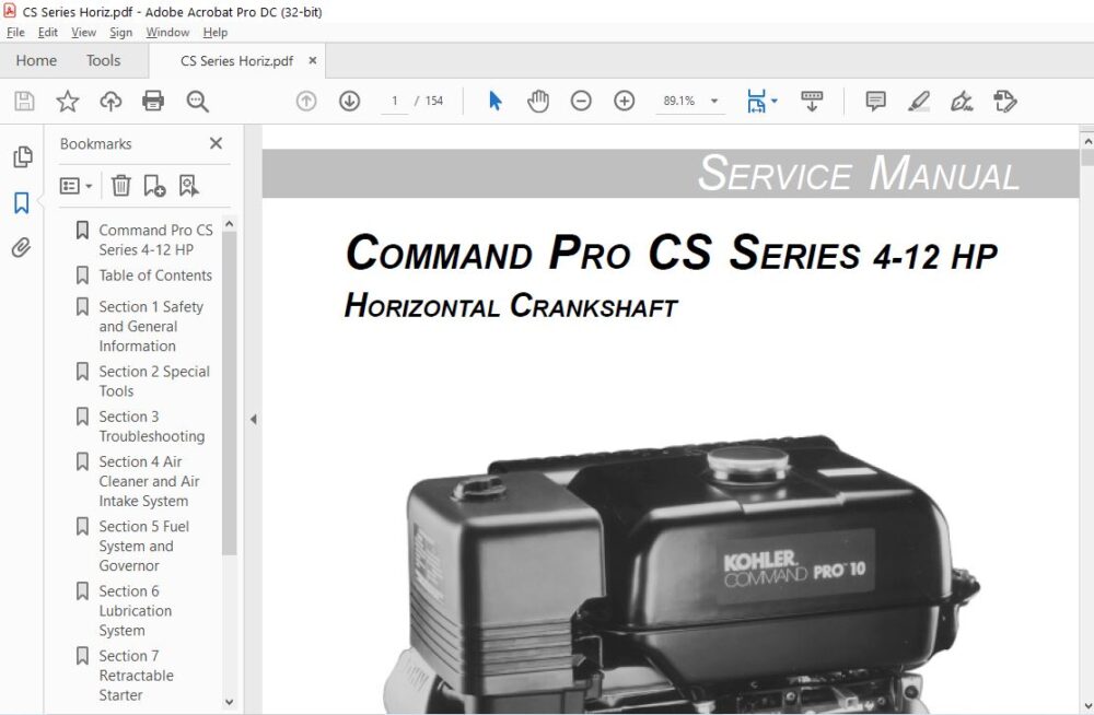 KOHLER ENGINE COMMAND PRO CS SERIES 4-12 HP HORIZONTAL CRANKSHAFT ...