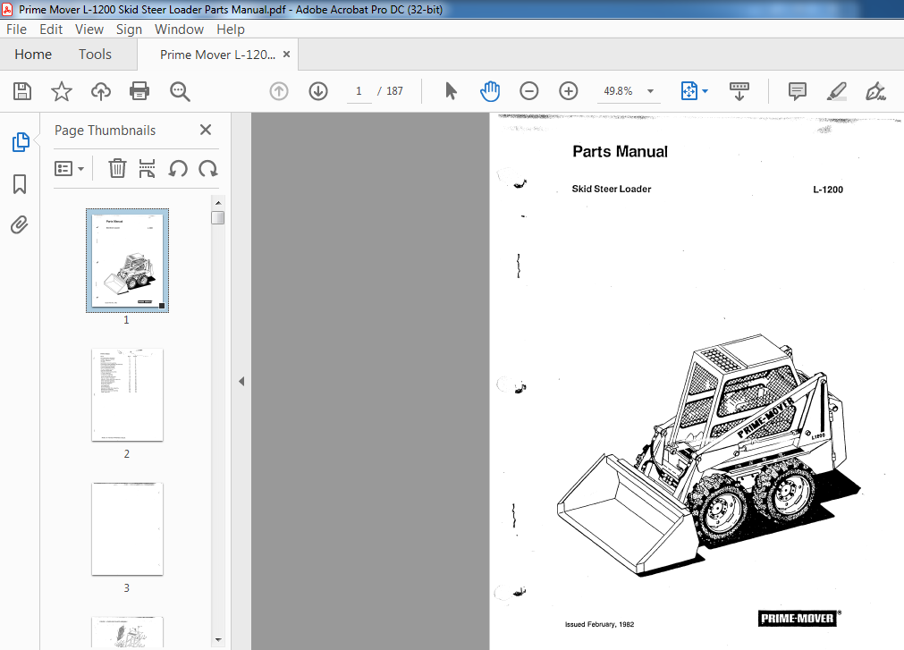 Prime Mover LS-70 Gasoline Skid Steer Loader Parts Manual – PDF ...