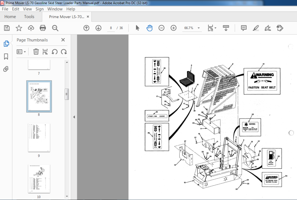 Prime Mover LS-70 Gasoline Skid Steer Loader Parts Manual – PDF ...