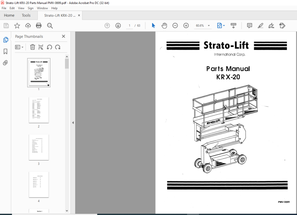 Strato-Lift KRX-20 Parts Manual - PDF DOWNLOAD
