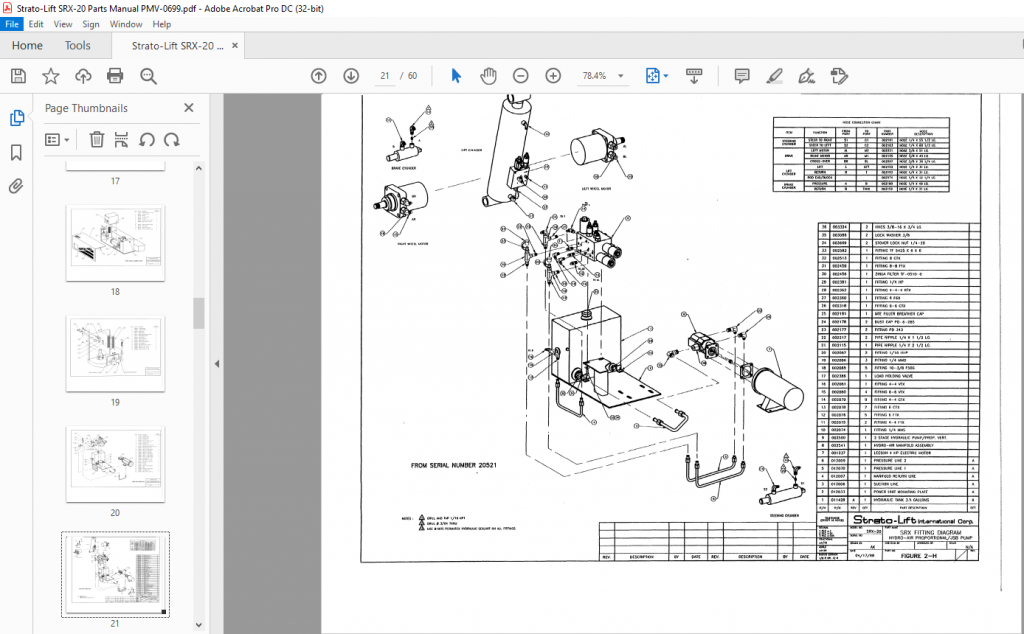 Strato-Lift SRX-20 Parts Manual - PDF DOWNLOAD