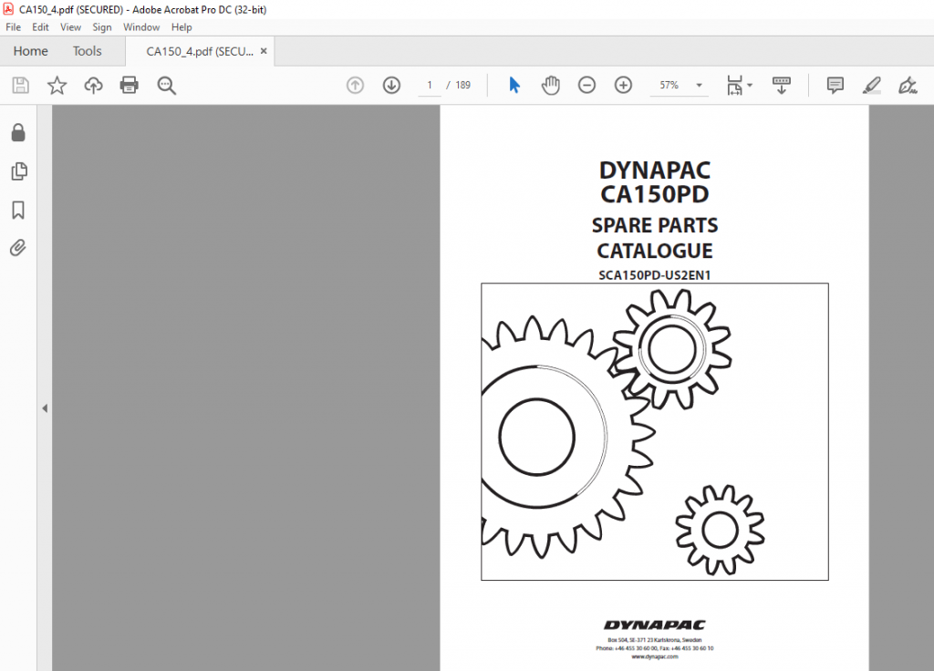 Dynapac CA150PD Spare Parts Catalogue SCA150PD-US2EN1 – PDF DOWNLOAD ...