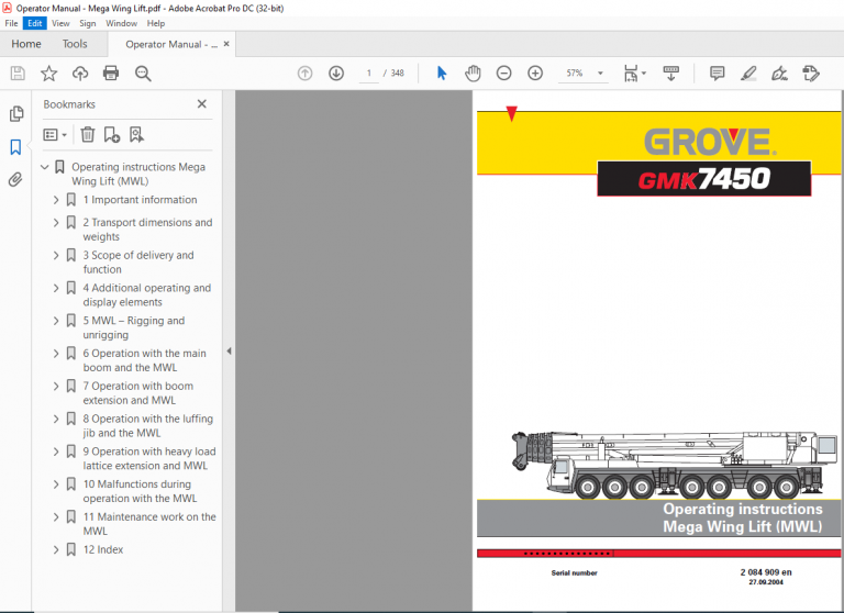 Grove GMK7450 Operating Instructions Mega Wing Lift (MWL) Manual – PDF ...