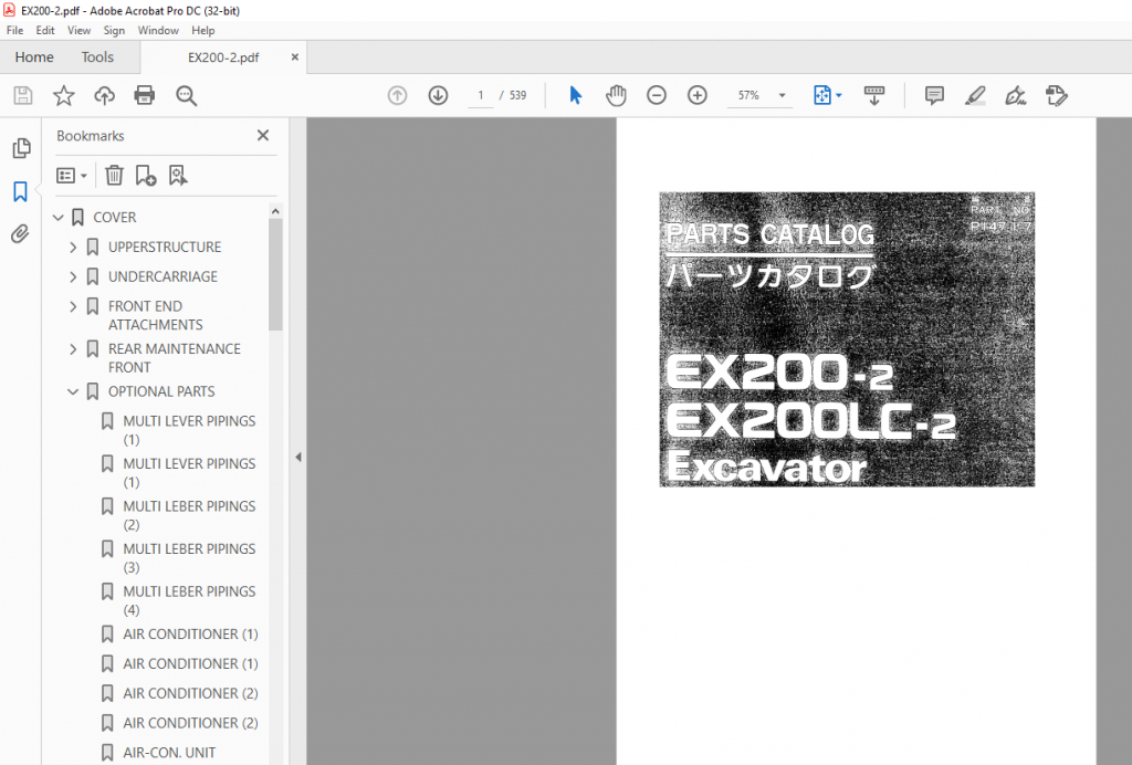 Hitachi EX200-2 EX200LC-2 Excavator Parts Catalog Manual – PDF DOWNLOAD ...