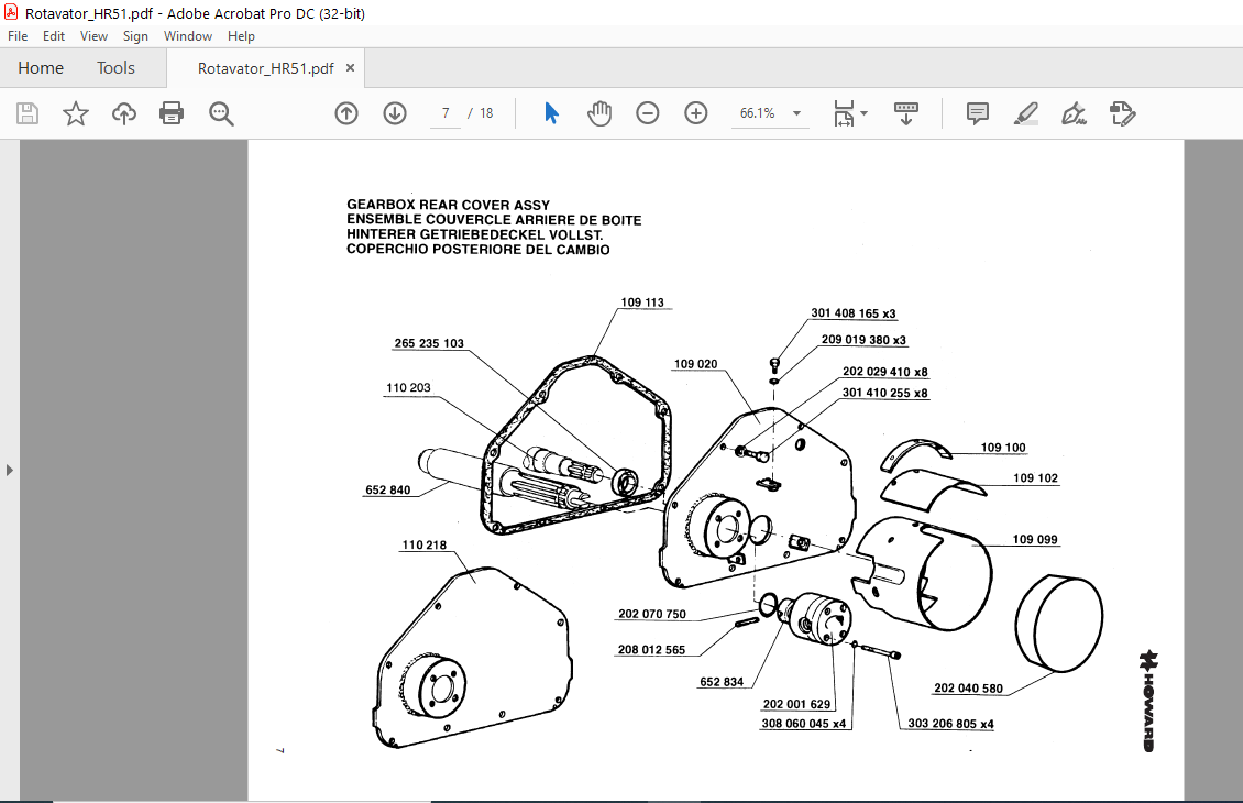 Howard Rotavator HR 51 Spare Parts List Manual - PDF DOWNLOAD