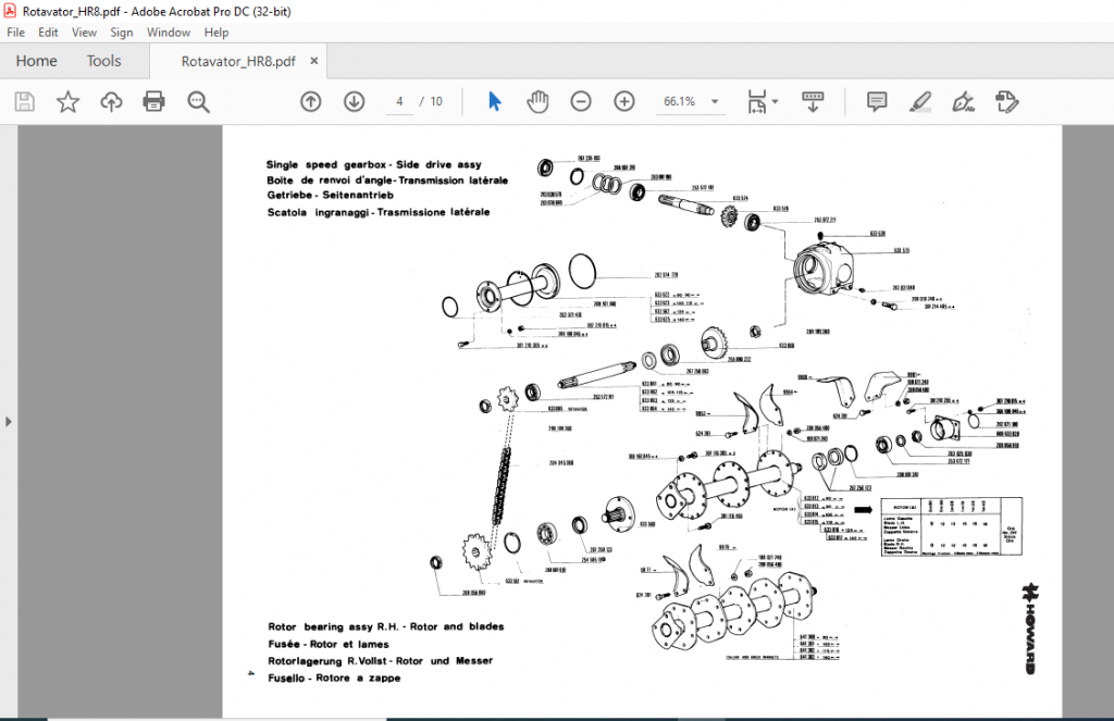 Howard Rotavator HR8 Spare Parts Manual - PDF DOWNLOAD