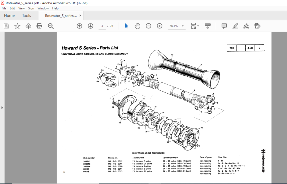 Howard Rotavator S Series Spare Parts List Manual - PDF DOWNLOAD