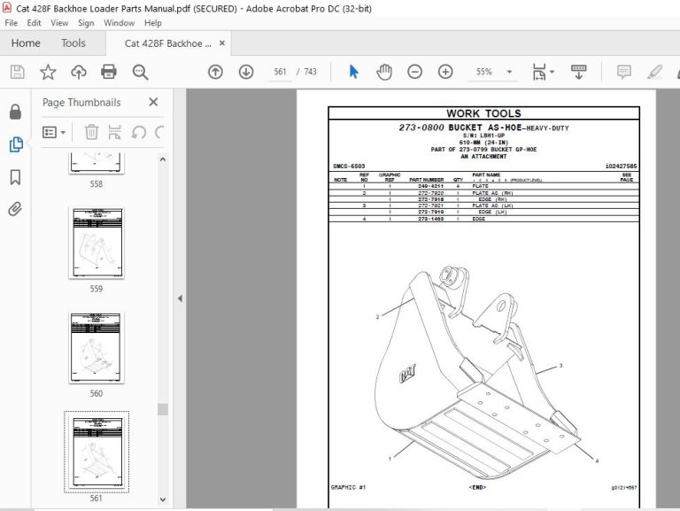 Cat 428F Backhoe Loader Parts Manual - PDF DOWNLOAD