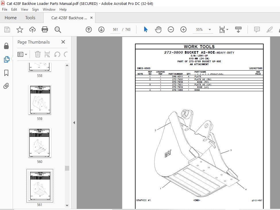 Cat 428F Backhoe Loader Parts Manual - PDF DOWNLOAD