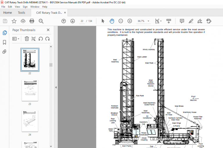 Cat MD6640 Rotary Blast Hole Drill System Operation Manual - PDF DOWNLOAD
