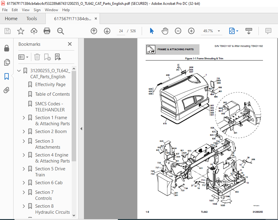 Cat TL642 Parts Manual - PDF DOWNLOAD