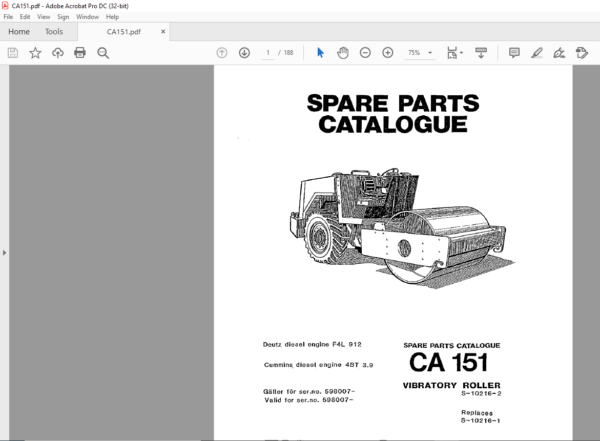 Dynapac CA 151 Vibratory Roller Spare Parts Catalogue Manual - PDF ...