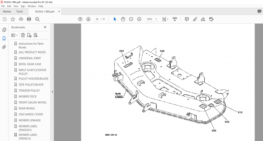 KUBOTA RCK54-15BX Parts Manual - PDF DOWNLOAD
