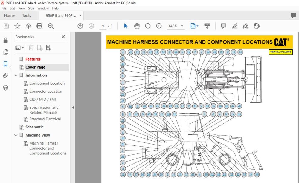 CAT 950F II and 960F Wheel Loader Electrical System Schematic Manual ...